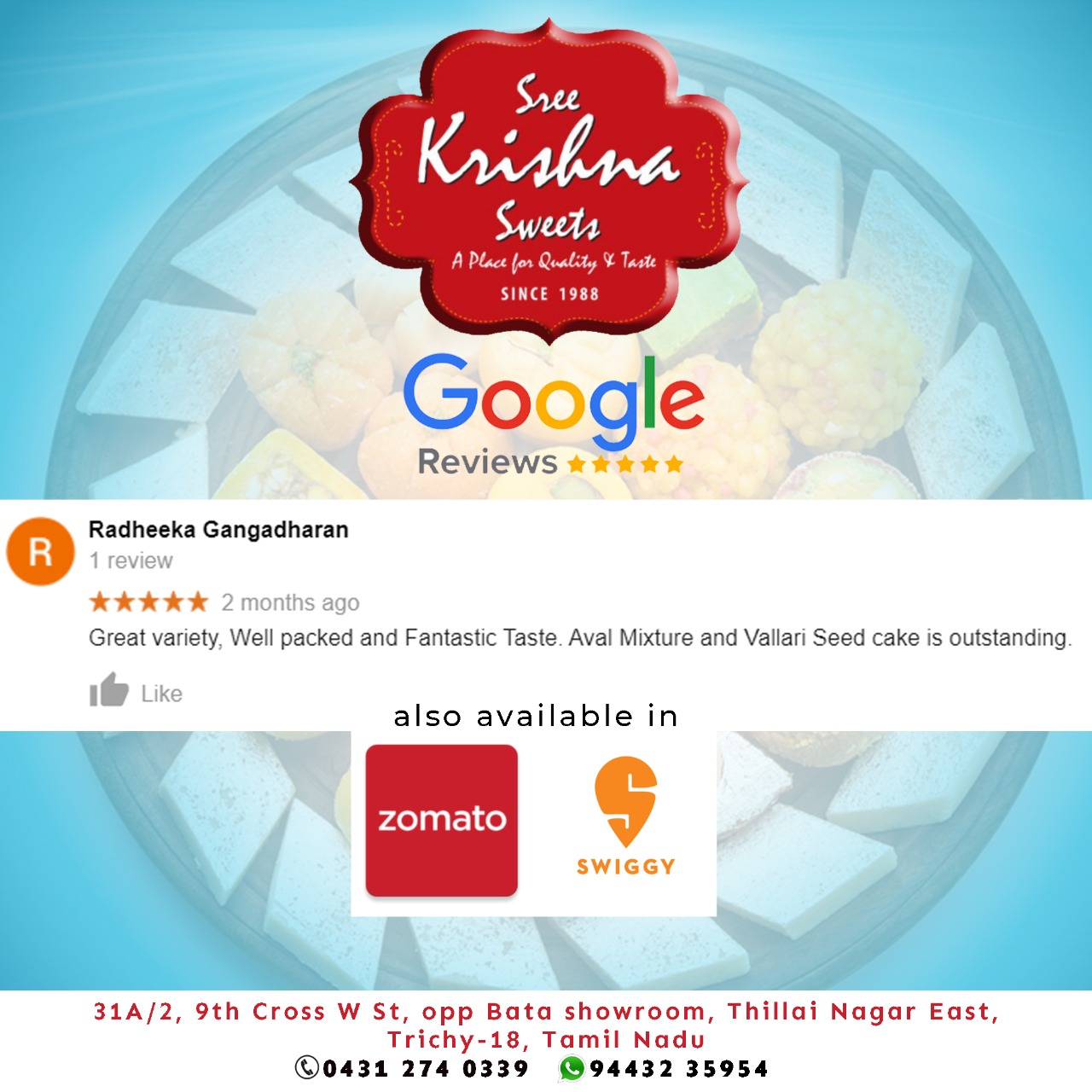 Online Order! - Sree Krishna Sweets Smacky